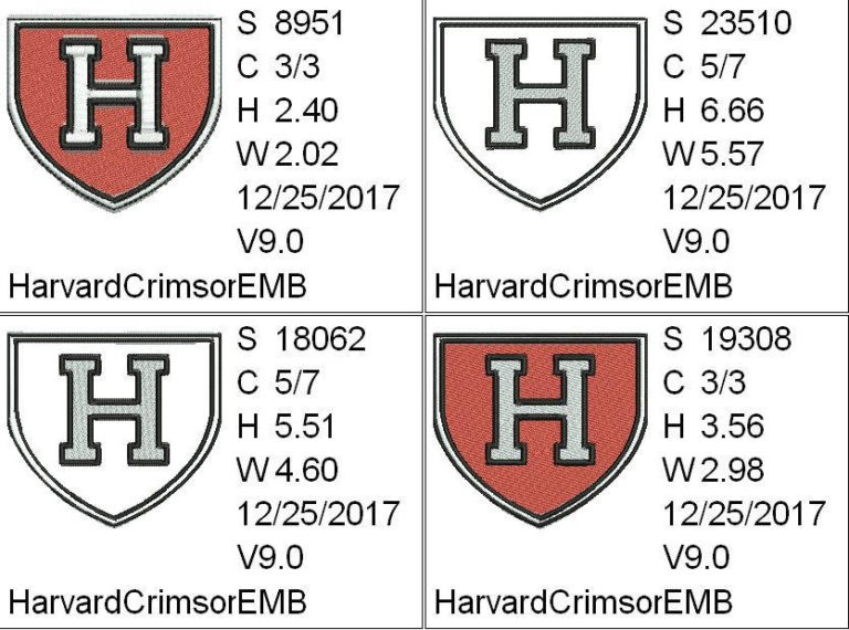 Harvard Crimson - NCAA Sports Team Logo - 4 sizes - Filled Embroidery ...
